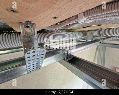 Drywall frame assembled for new house under construction ceilings Stock ...