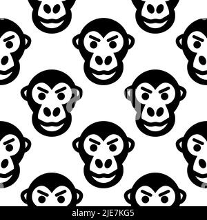 Monkeypox virus seamless pattern. Angry gorilla face repeating vector ...