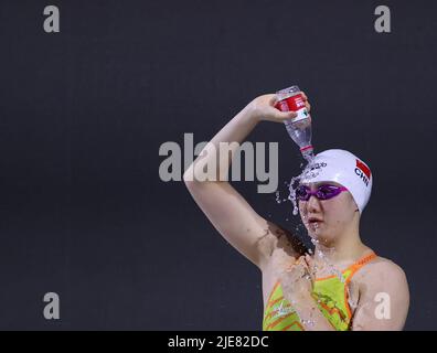 BUDAPEST, HUNGARY - JUNE 25: Qianting Tang of China competing at the ...