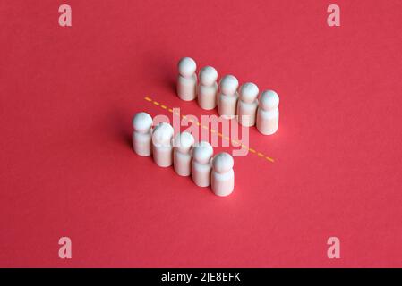 People divide into two groups. Community discord and conflict, breakup ...