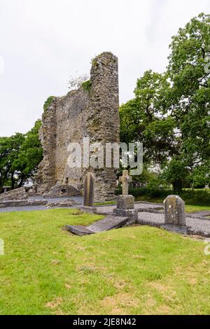 Part of an ancient towerhouse in the grounds of Timahoe graveyard ...