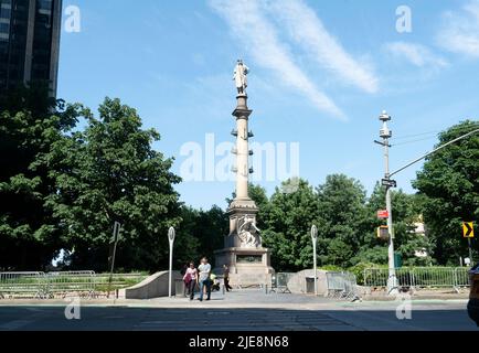 The Columbus Monument consists of a 14-foot-tall statue atop a column ...