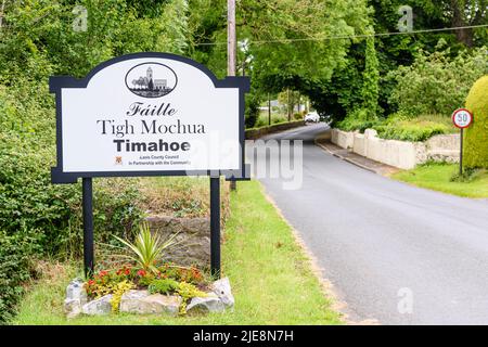 Welcome to Timahoe sign, County Laois, Republic of Ireland Stock Photo ...