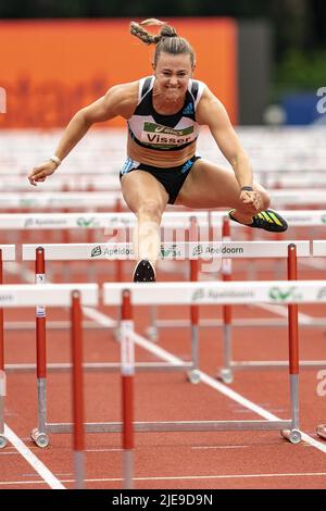 APELDOORN - Athlete Nadine Visser during the 100 meter hurdles section ...