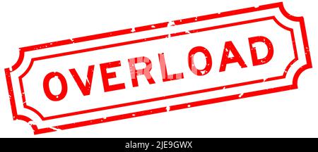 Grunge red overload word rubber seal stamp on white background Stock ...