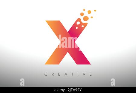 X Letter Design with Creative Dots Bubble Circles and Blue Pink Colors ...
