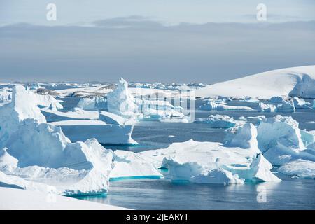 The Iceberg graveyard, Pleneau bay Port Charcot Antarctic peninsula ...