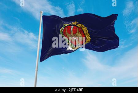 official flag of Yogyakarta City Indonesia at cloudy sky background on ...