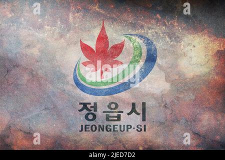 Top view of flag Jeongeup city, South Korea. Korean travel and patriot ...