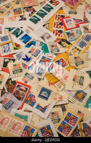 Assorted and old United States postage stamps, Studio Composition Stock ...