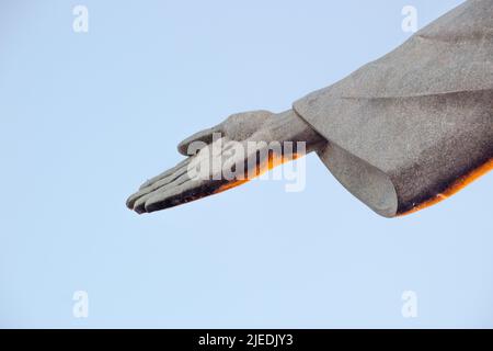 Brazil, Rio, details of the hand of Christ at the statue of Cristo ...