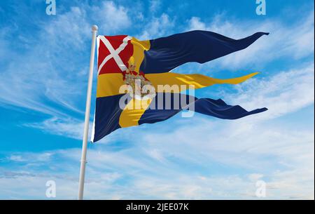 official flag of Royal Standard of Norway , Norway at cloudy sky ...