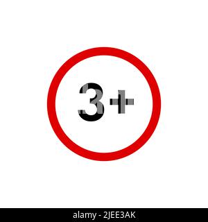3 plus icon vector under three years prohibition sign, adults only for ...