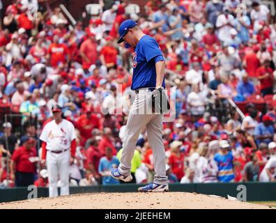 Chicago Cubs starting pitcher Alec Mills throws during the first inning ...