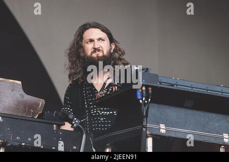 Robbie Bennett of The War On Drugs perform on stage at All Points East ...