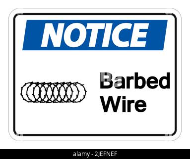 Notice Barbed Wire Symbol Sign On White Background,Vector Illustration ...