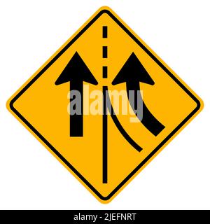 Warning traffic sign merging Right lane Stock Vector Image & Art - Alamy