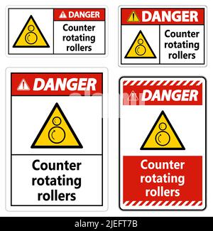 Caution counter rotating rollers sign on transparent background,vector ...