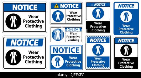 Notice Wear protective clothing sign on white background,vector ...