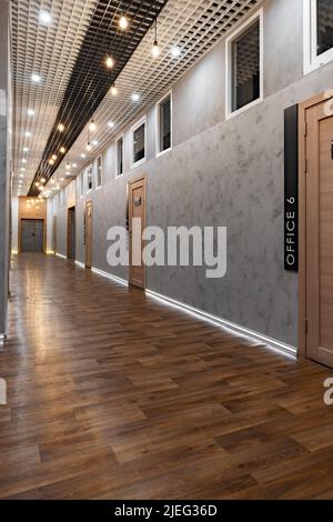 Long empty hall in new business office Stock Photo - Alamy