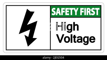 Safety First High voltage Sign Isolate On White Background,Vector ...