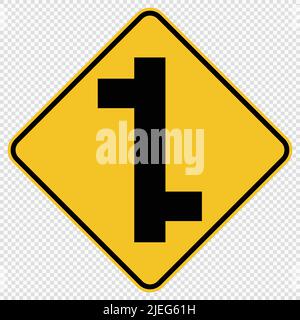 Staggered Junction Traffic Road Sign on transparent background,vector ...