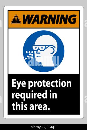 Warning Sign Eye Protection Required on white background Stock Vector ...