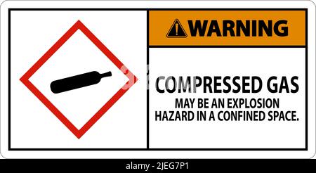 Warning Compressed Gas GHS Sign On White Background Stock Vector Image ...