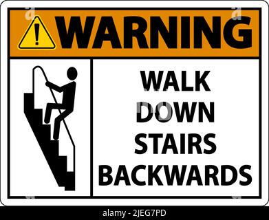 Warning Walk Down Stairs Backwards Sign Stock Vector Image & Art - Alamy
