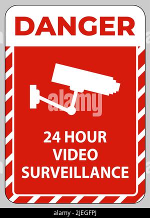 Danger Sign CCTV 24 Hour Video Surveillance Stock Vector Image & Art ...