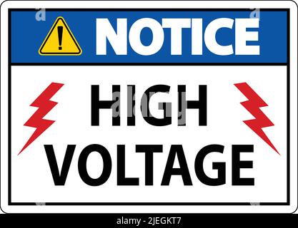 Notice High Voltage Sign On White Background Stock Vector Image & Art ...
