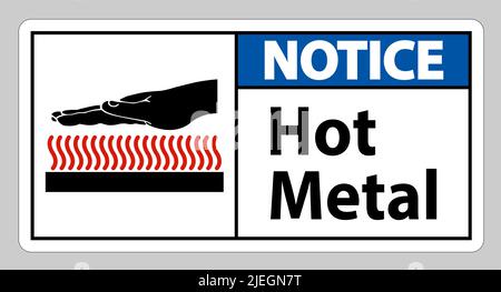 Notice Hot Metal Symbol Sign Isolated On White Background Stock Vector ...