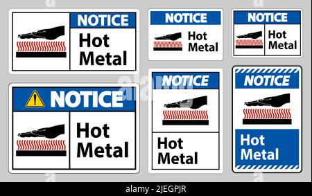 Notice Hot Metal Symbol Sign Isolated On White Background Stock Vector ...