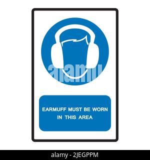 Earmuff Must Be Worn In This Area Symbol Sign Isolate on White ...
