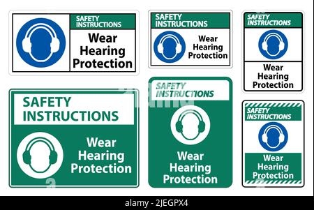 Safety instructions Wear hearing protection on transparent background ...
