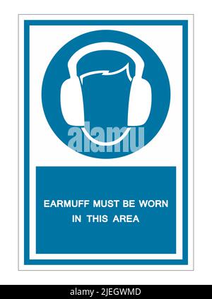 Earmuff Must Be Worn In This Area Symbol Sign Isolate on White ...