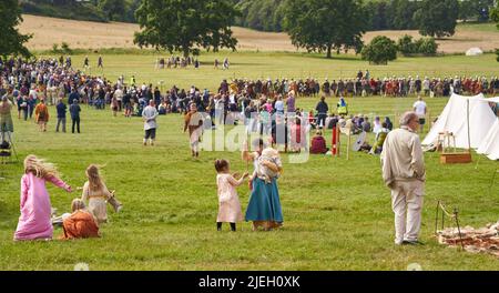 Anglo Saxon dressed children playing at an outdoor festival Stock Photo ...