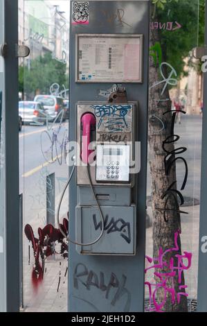 Vintage European Coin-Operated Payphone in Public Booth. 19 October ...