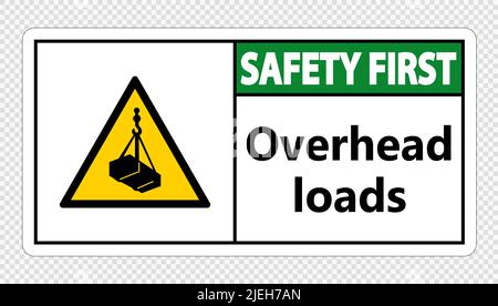 Safety first overhead loads Sign on transparent background,vector ...