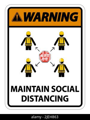 Warning Maintain social distancing, stay 6ft apart sign,coronavirus ...