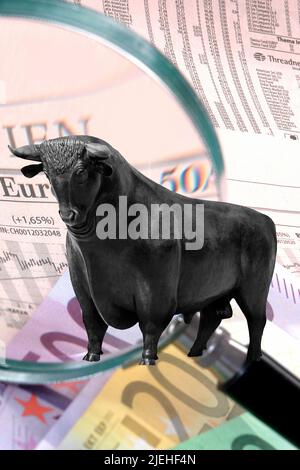 Börse, Aktien, Aktienkurse, Bulle, Bullenmarkt, Steigende Kurse ...