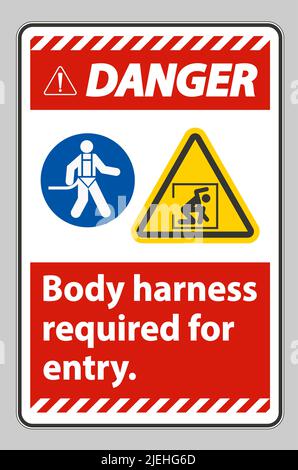 Danger Sign Body Harness Required For Entry Stock Vector Image & Art ...