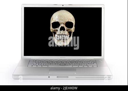 Ein Virus auf dem Computer, Computervirus, Virenalarm, Apple MacBook ...