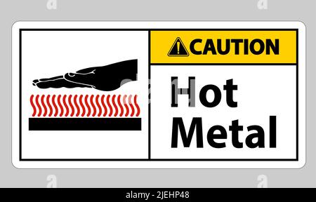 Caution Hot Metal Symbol Sign Isolated On White Background Stock Vector ...