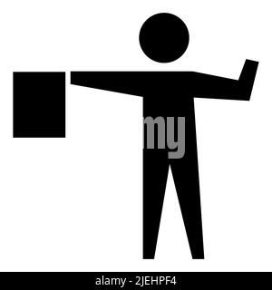 Flagger Ahead Symbol Sign Isolate on White Background,Vector ...