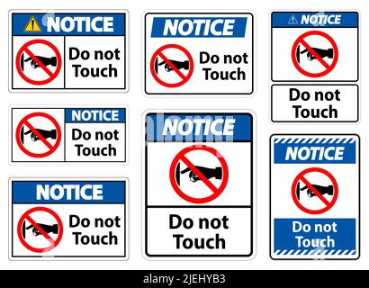 Notice do not touch sign label on transparent background,vector ...