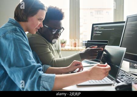 African American Woman Programmer. Girl Coding On Computer Stock Photo ...