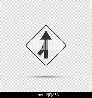 Lanes merging left sign on transparent background,vector illustration ...