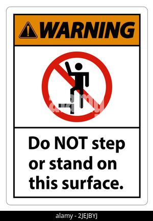 Do not walk or stand here. Warning label, danger sign. Logo style. The ...