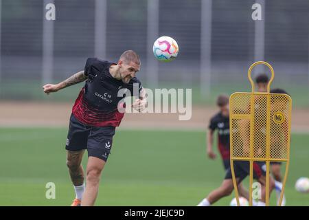Leverkusen, Germany. 27th June, 2022. Soccer: Bundesliga, Training kick ...
